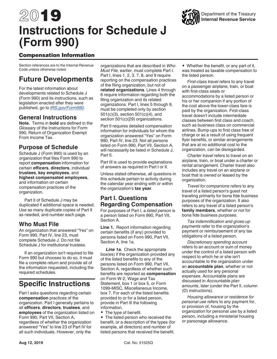 Download Instructions for IRS Form 990 Schedule J Compensation ...