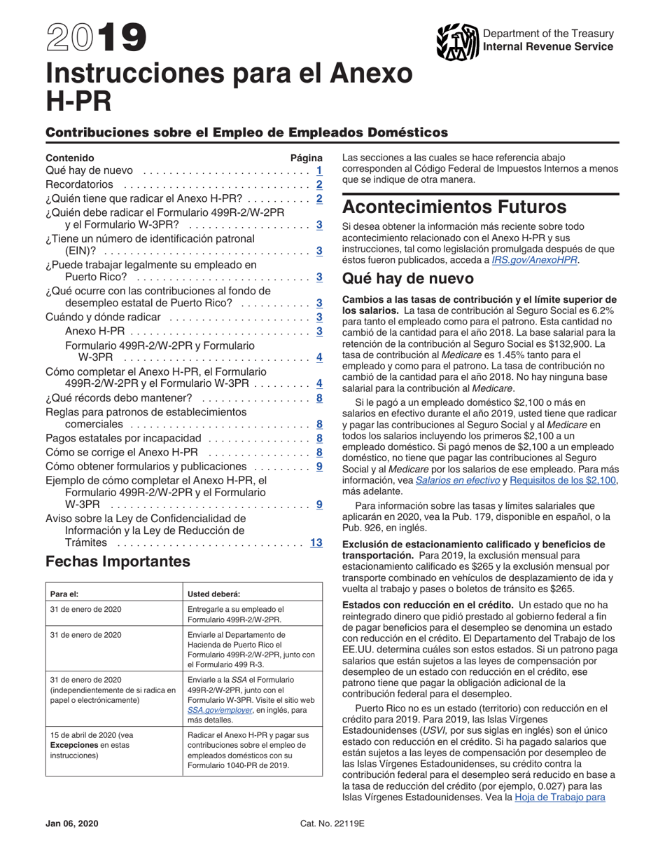 Download Instrucciones para IRS Formulario 1040 (PR) Anexo H-PR ...
