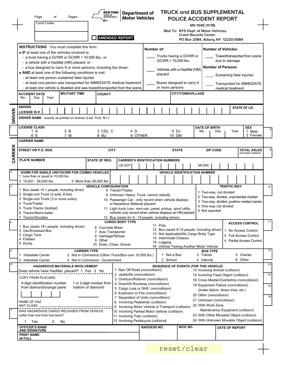 Form MV-104S - Fill Out, Sign Online and Download Fillable PDF, New ...
