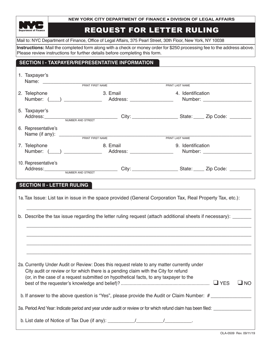 Form OLA-0509 Download Printable PDF or Fill Online Request for Letter ...