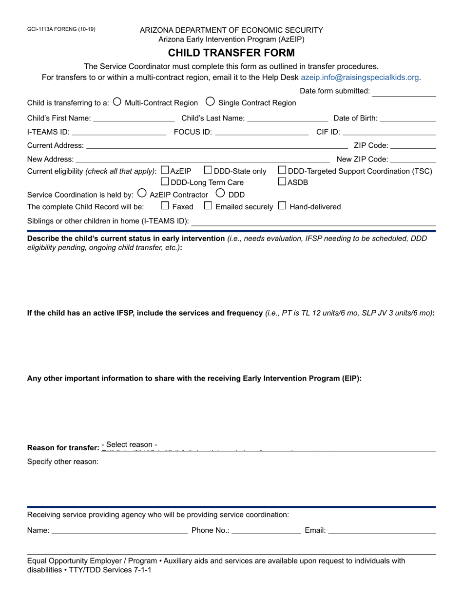 Form GCI-1113A - Fill Out, Sign Online and Download Fillable PDF ...