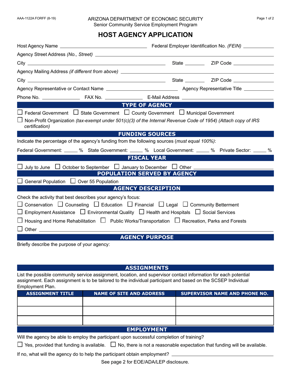 Form AAA-1122A - Fill Out, Sign Online and Download Fillable PDF ...