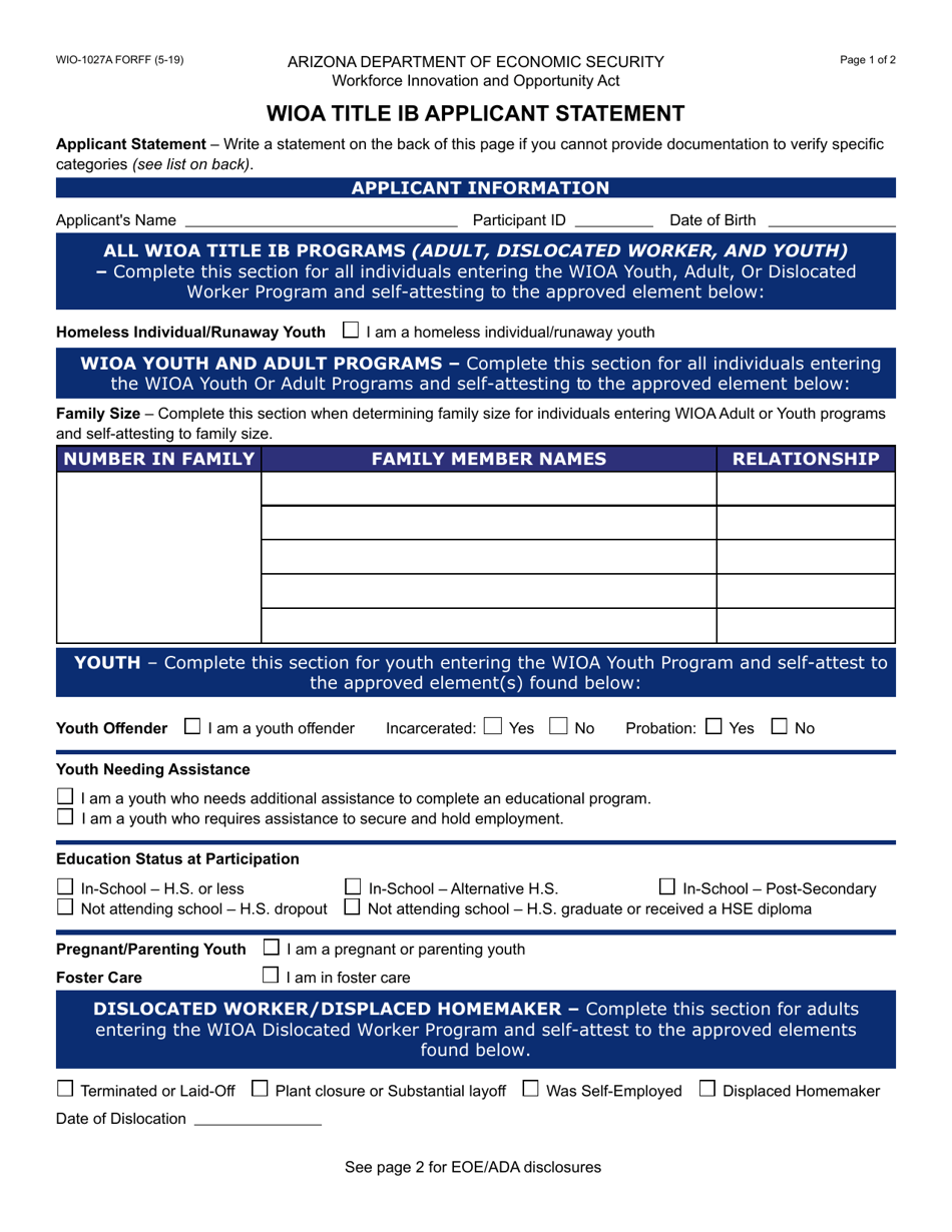 Form WIO-1027A - Fill Out, Sign Online and Download Fillable PDF ...