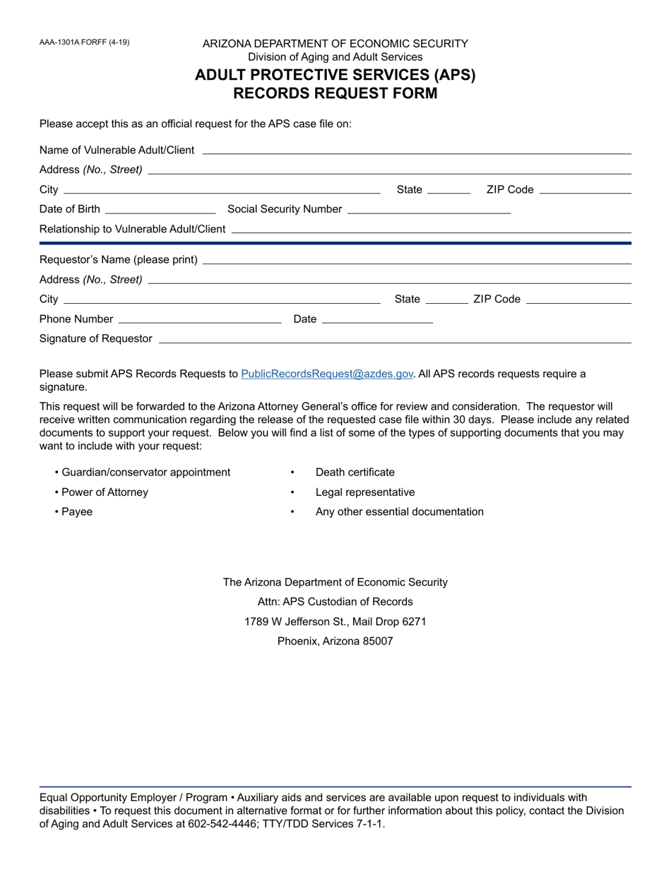 Form AAA-1301A - Fill Out, Sign Online and Download Fillable PDF ...