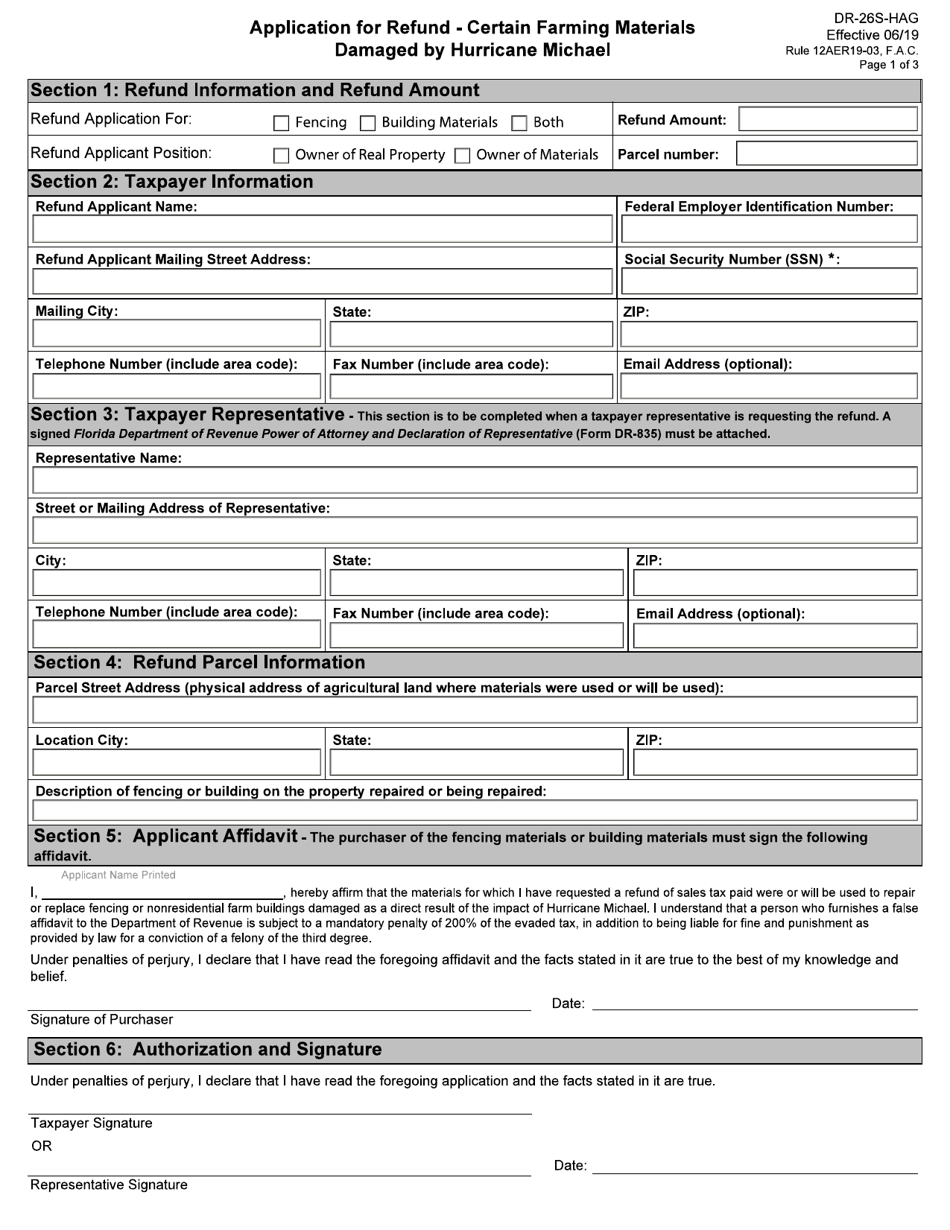 Form DR-26S-HAG - Fill Out, Sign Online and Download Fillable PDF ...