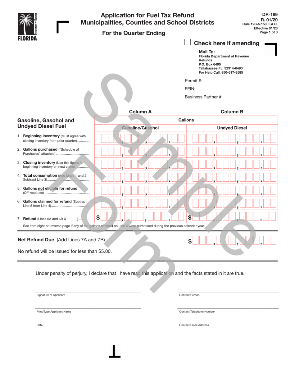 Form DR-189 Download Printable PDF or Fill Online Application for Fuel ...