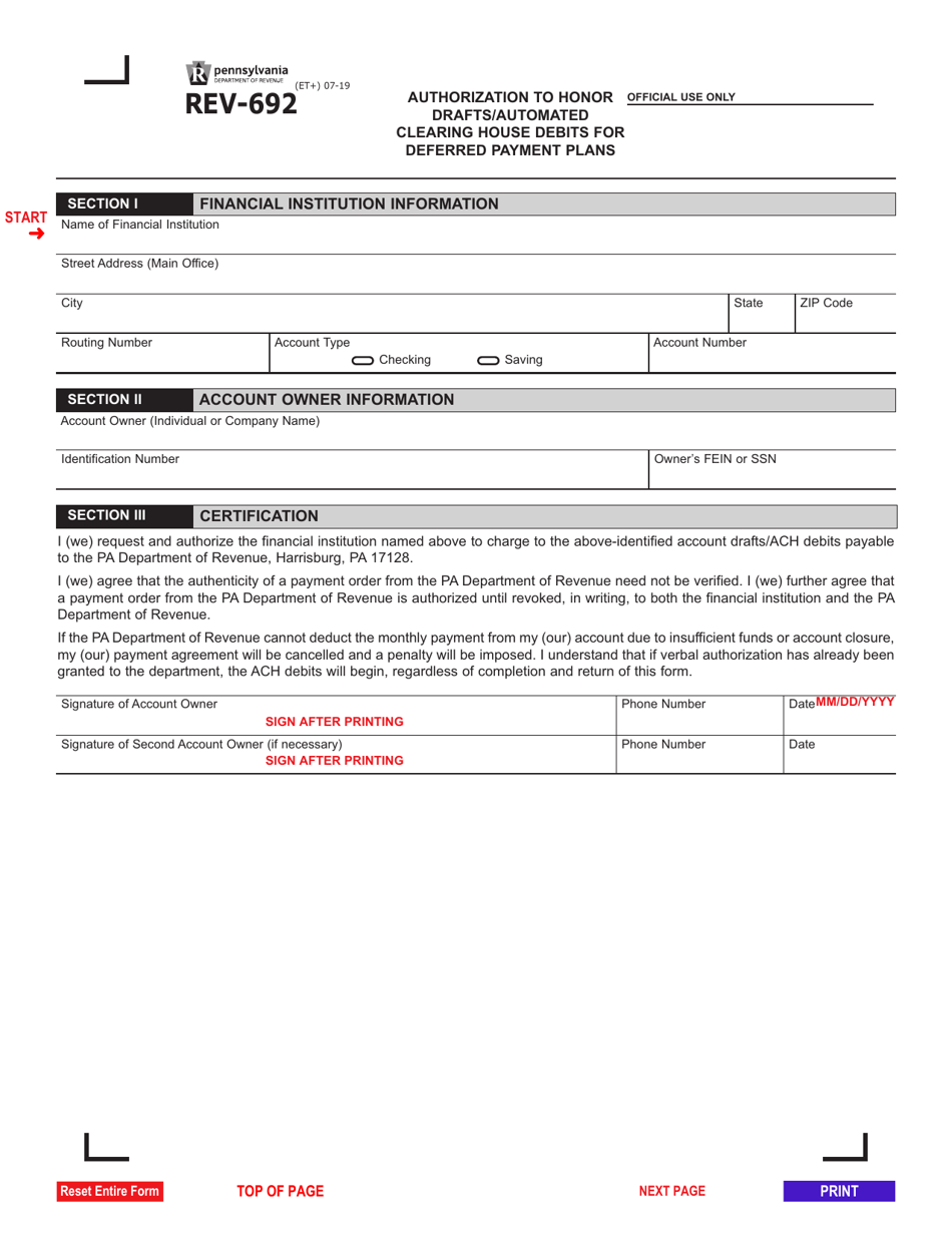 Form REV-692 - Fill Out, Sign Online and Download Fillable PDF ...