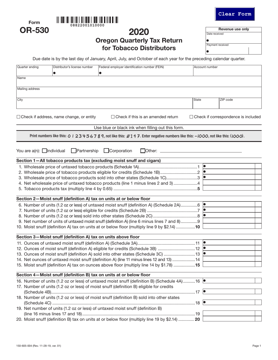 Form OR-530 (150-605-004) - 2020 - Fill Out, Sign Online and Download ...