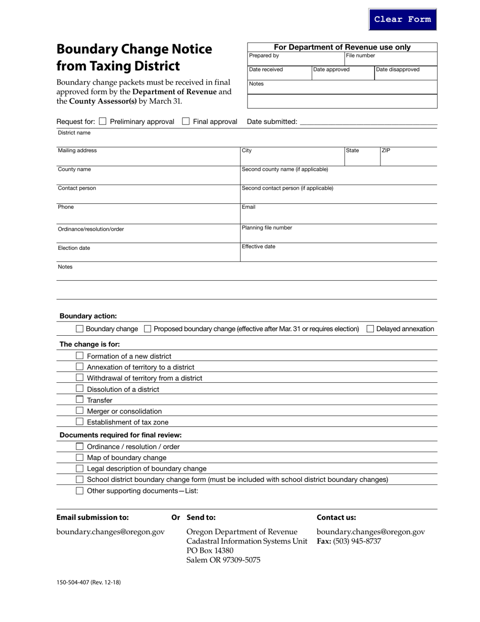 Form 150-504-407 Download Fillable PDF or Fill Online Boundary Change ...