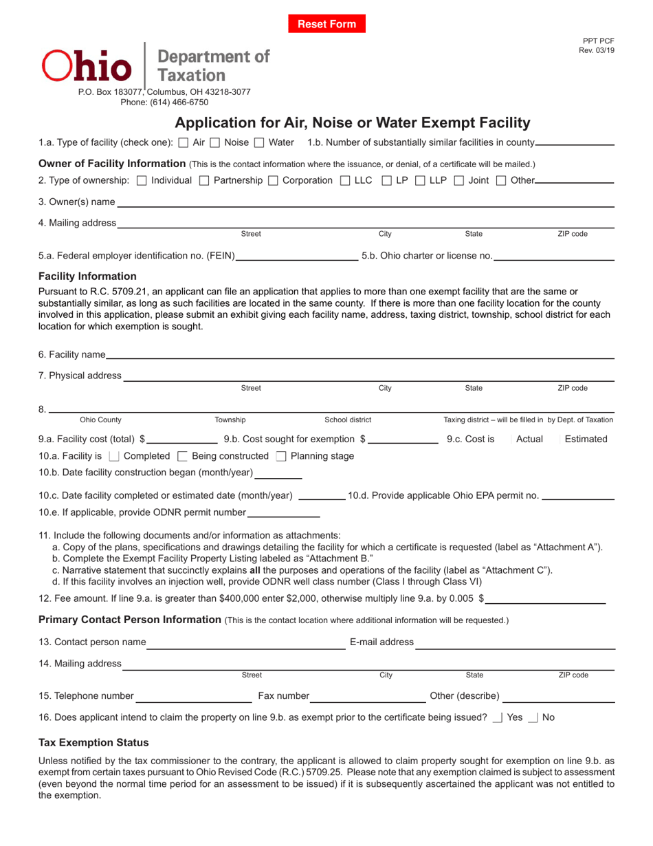 Form PPT PCF - Fill Out, Sign Online and Download Fillable PDF, Ohio ...