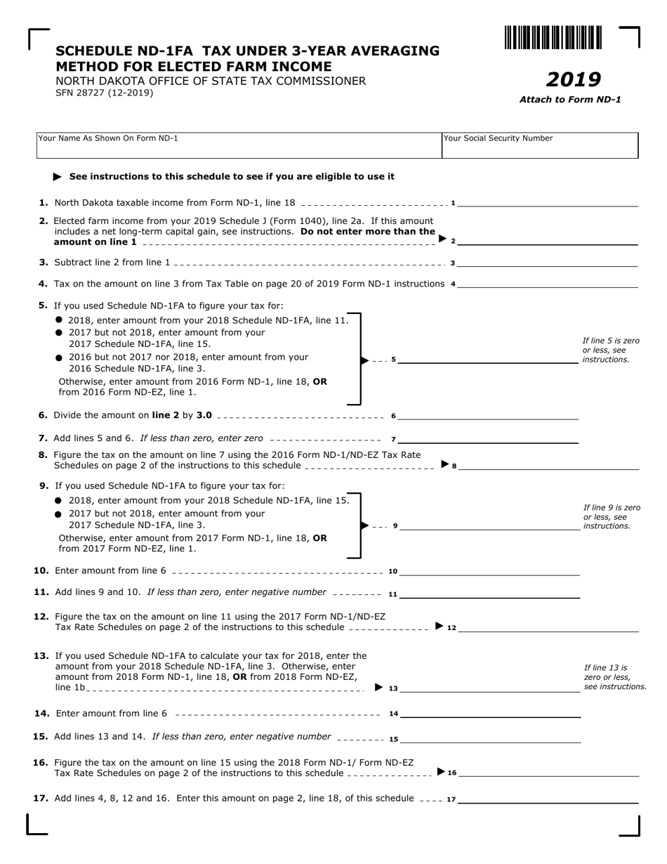 Form ND-1 (SFN28727) Schedule ND-1FA - 2019 - Fill Out, Sign Online and ...