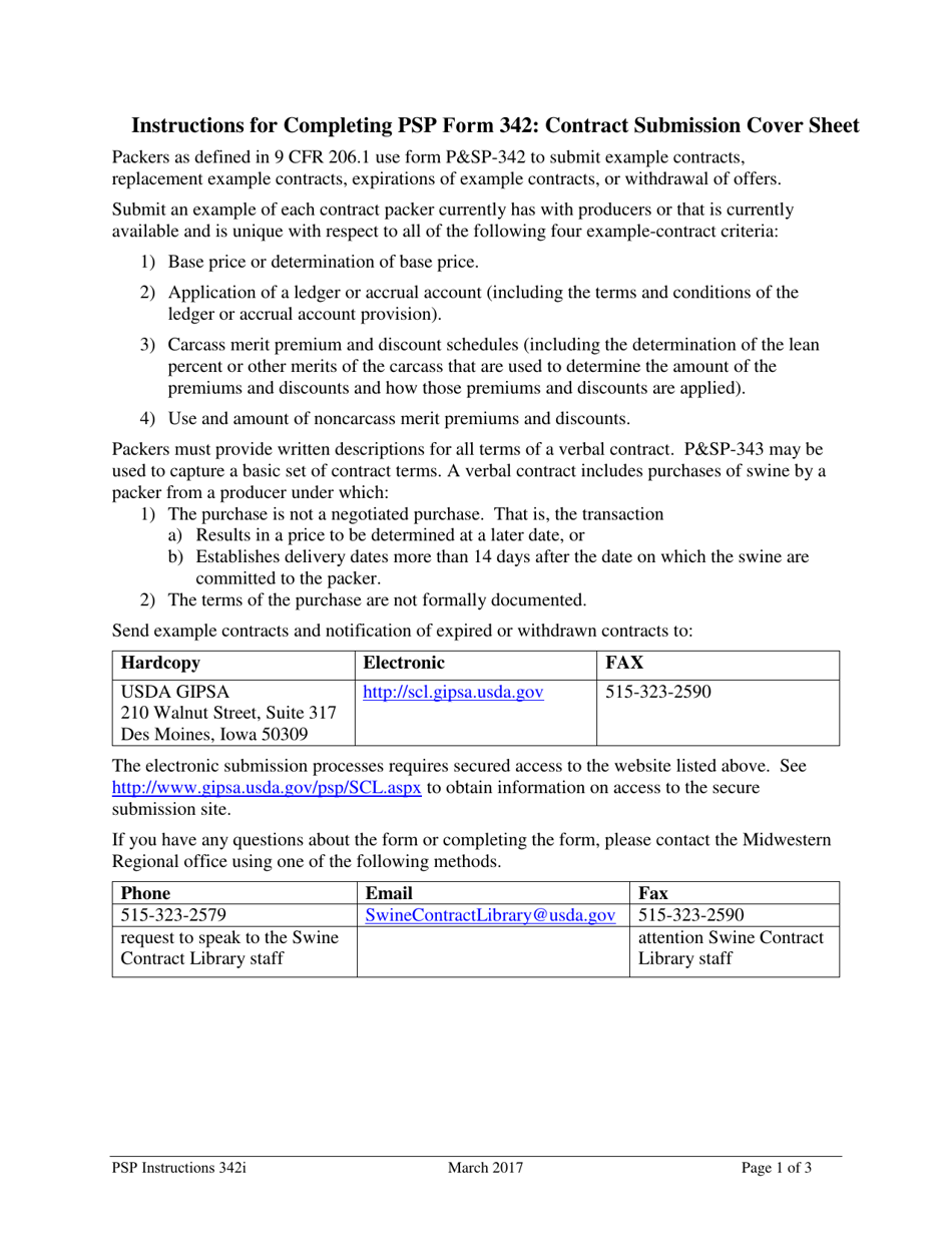 Download Instructions for Form P&SP-342 Contract Submission Cover Sheet ...