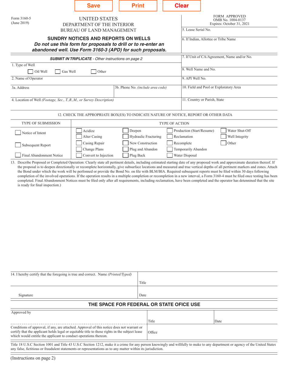 Form 3160-5 - Fill Out, Sign Online and Download Fillable PDF ...