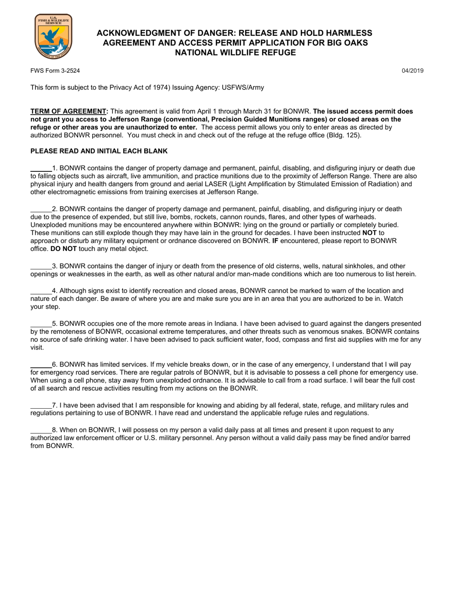 FWS Form 3-2524 - Fill Out, Sign Online and Download Fillable PDF ...