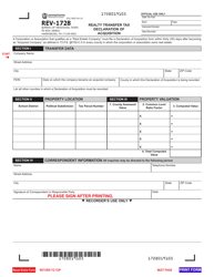 Form REV-1728 Download Fillable PDF or Fill Online Realty Transfer Tax ...