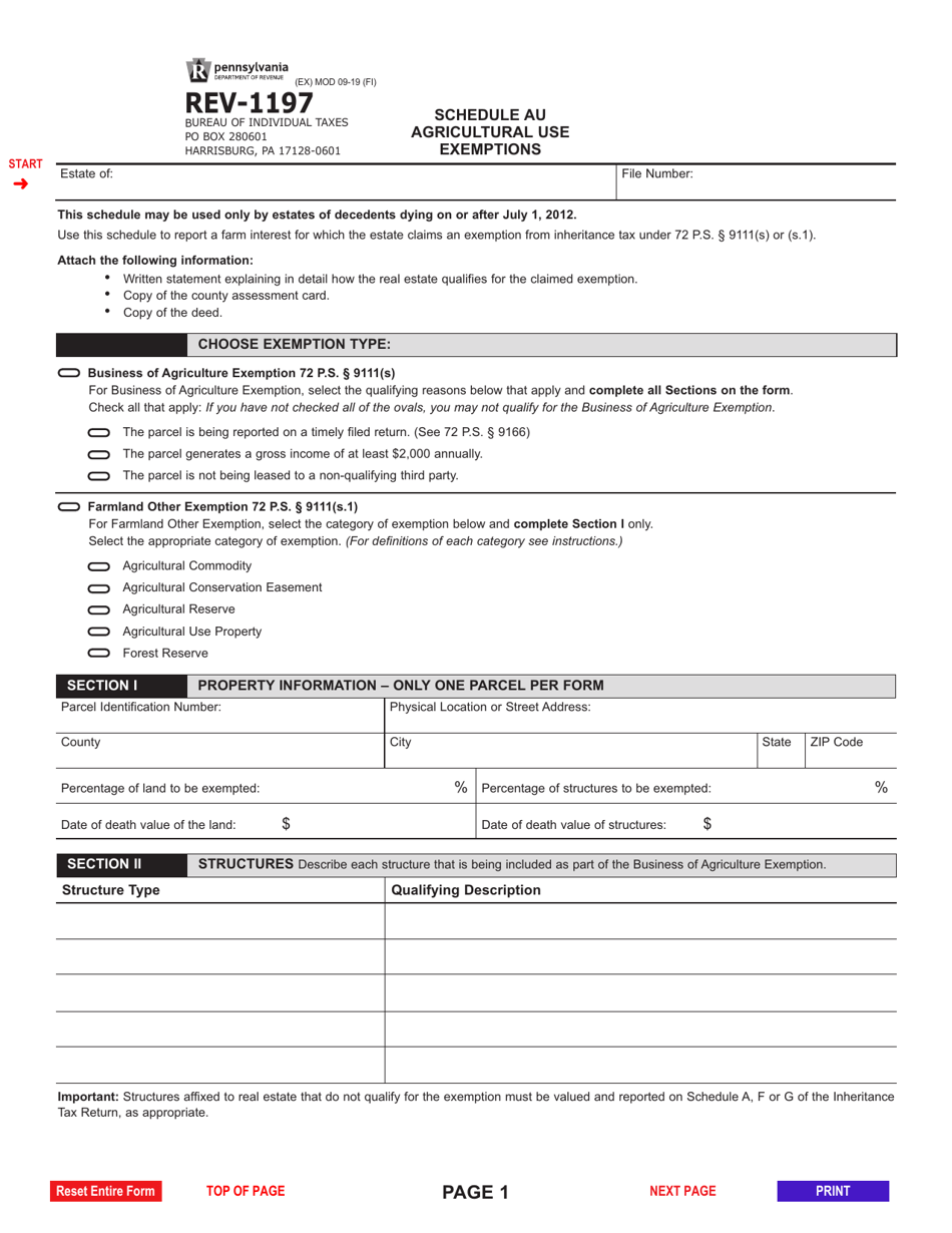 Form REV-1197 Schedule AU Download Fillable PDF or Fill Online ...