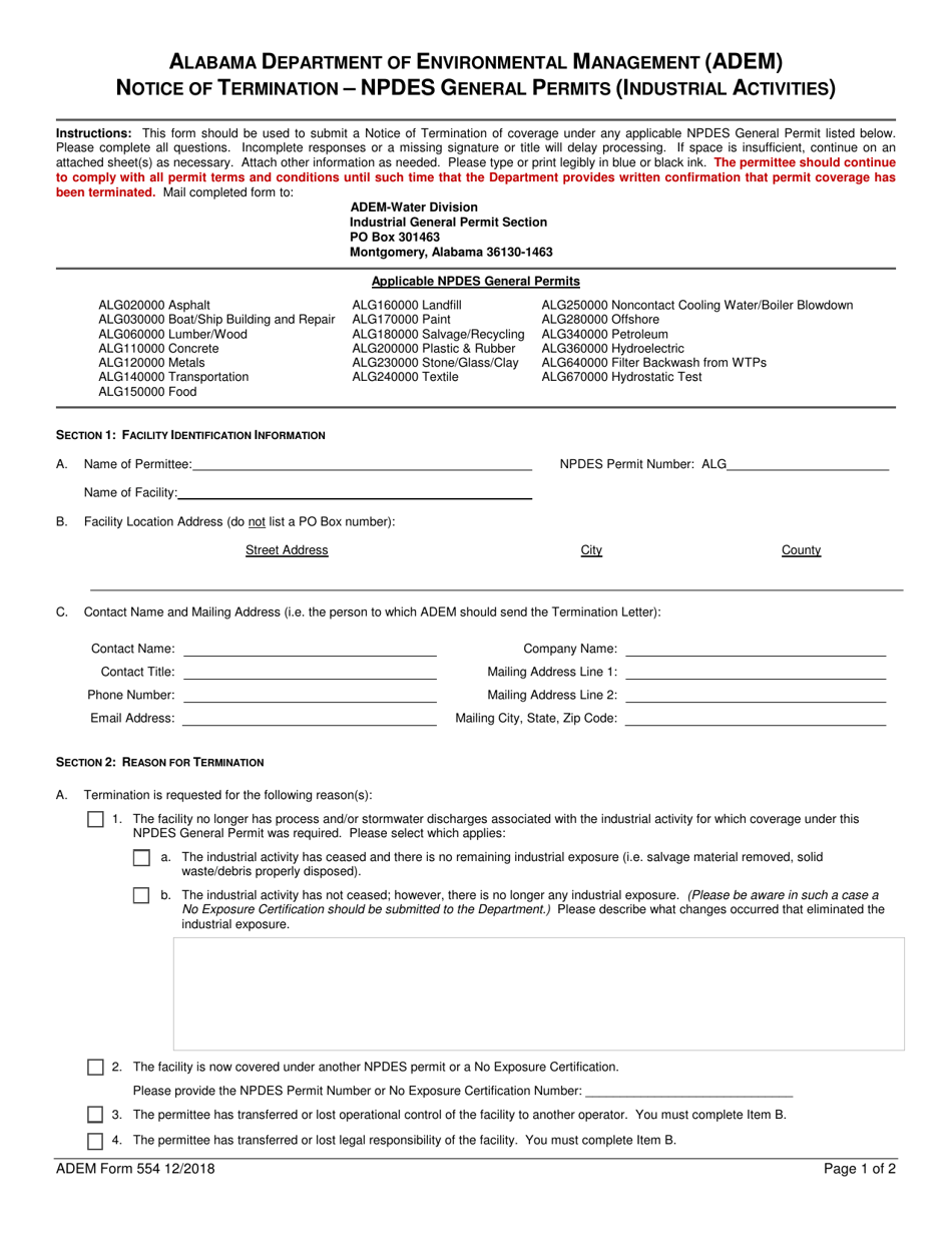ADEM Form 554 - Fill Out, Sign Online and Download Fillable PDF ...