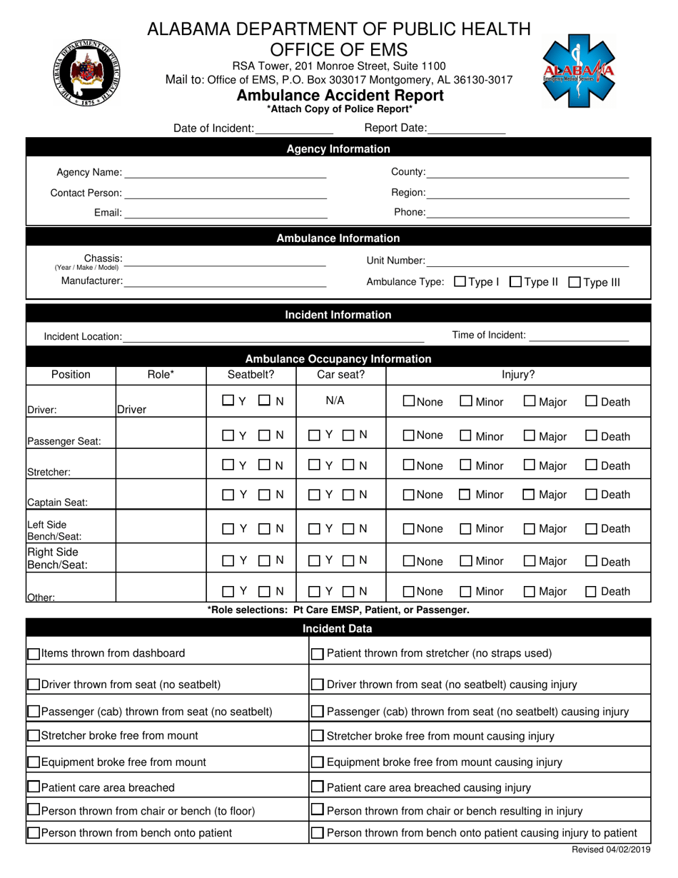 Alabama Ambulance Accident Report - Fill Out, Sign Online and Download ...