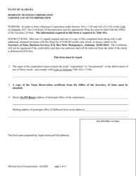 Alabama Domestic Business Corporation Amendment to Certificate/Articles ...