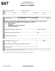 Form 847 Download Fillable PDF or Fill Online Power of Attorney, Alaska ...