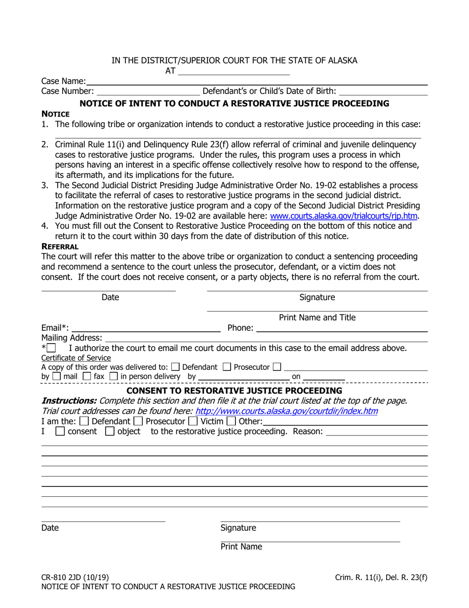 Form CR-810 2JD - Fill Out, Sign Online and Download Fillable PDF ...