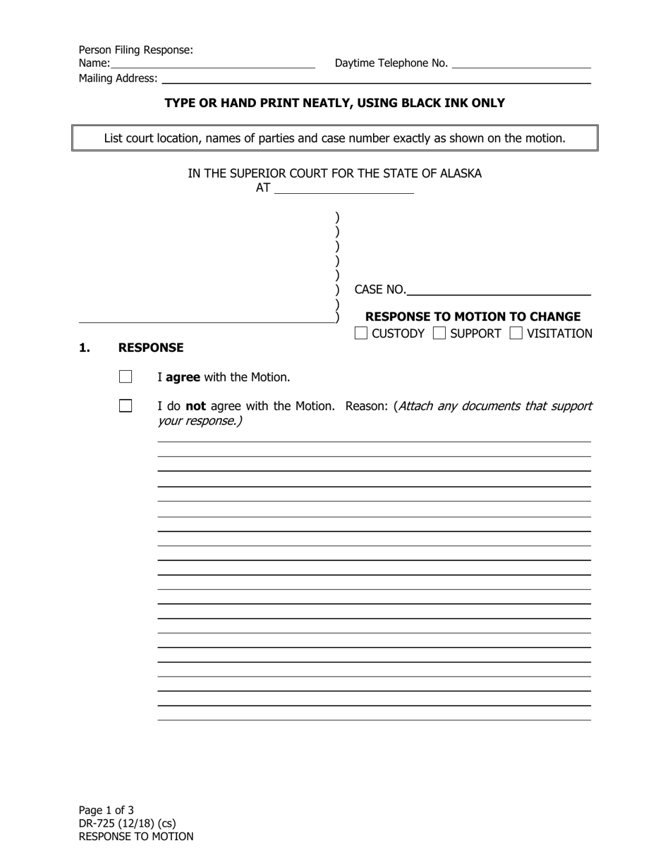 Form DR-725 - Fill Out, Sign Online and Download Fillable PDF, Alaska ...