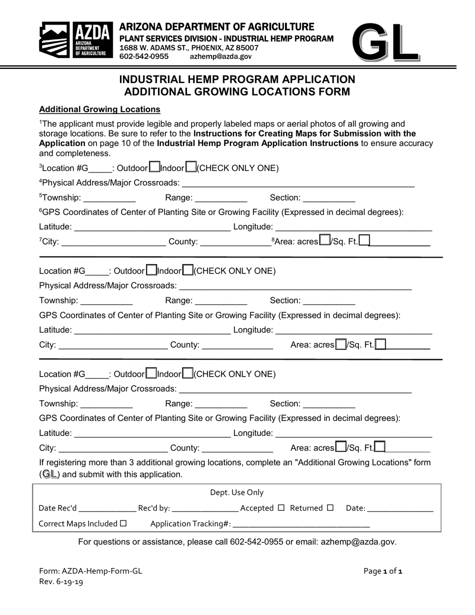 Arizona Industrial Hemp Program Application Additional Growing ...