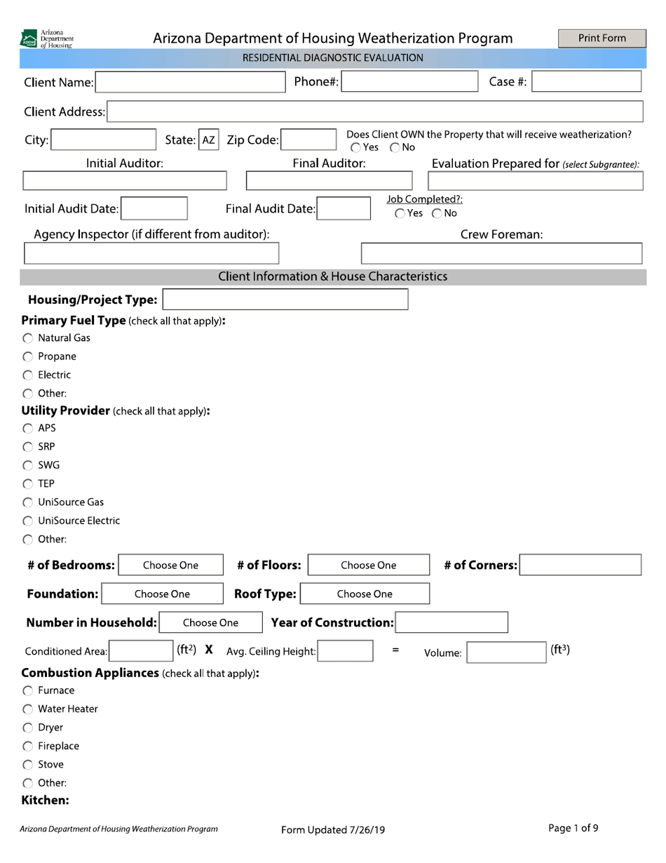 Arizona Residential Diagnostic Evaluation - Fill Out, Sign Online and ...