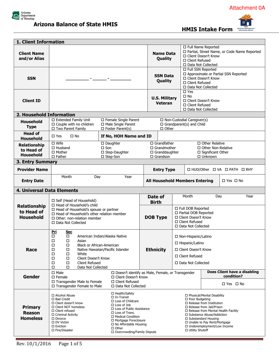 Arizona Hmis Intake Form - Fill Out, Sign Online and Download PDF ...