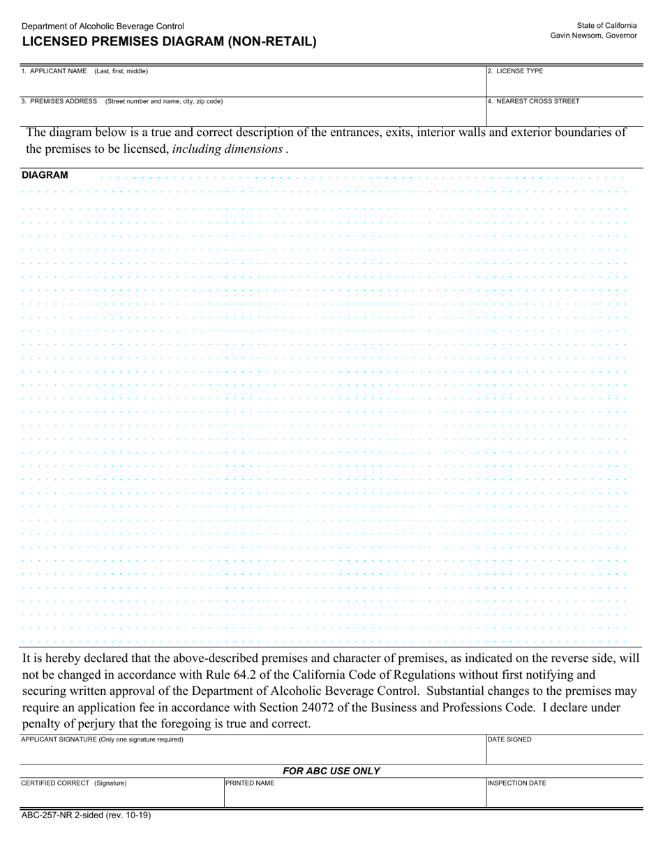 Form ABC-257-NR 2-SIDED - Fill Out, Sign Online and Download Fillable ...