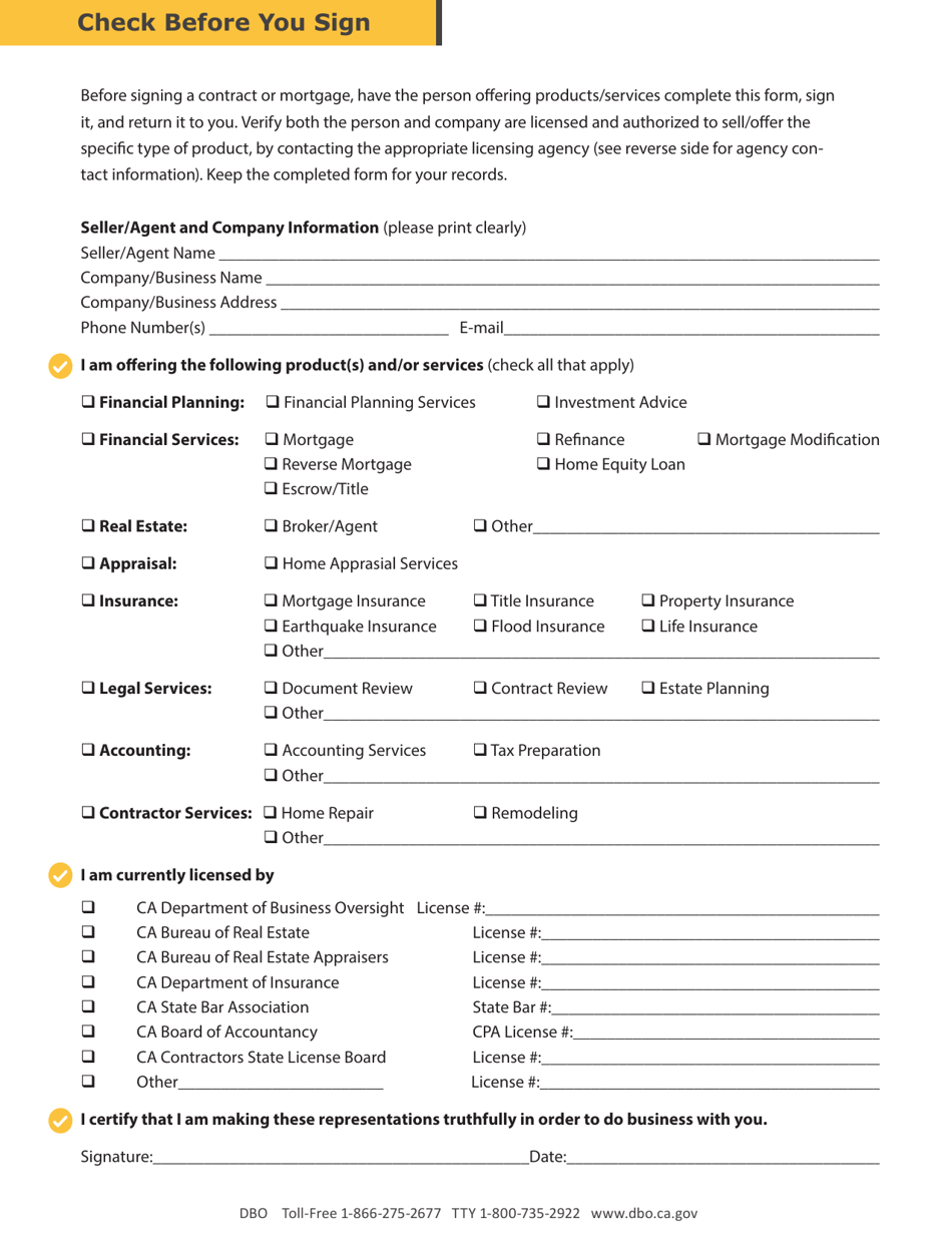 California Check Before You Sign - Fill Out, Sign Online and Download ...