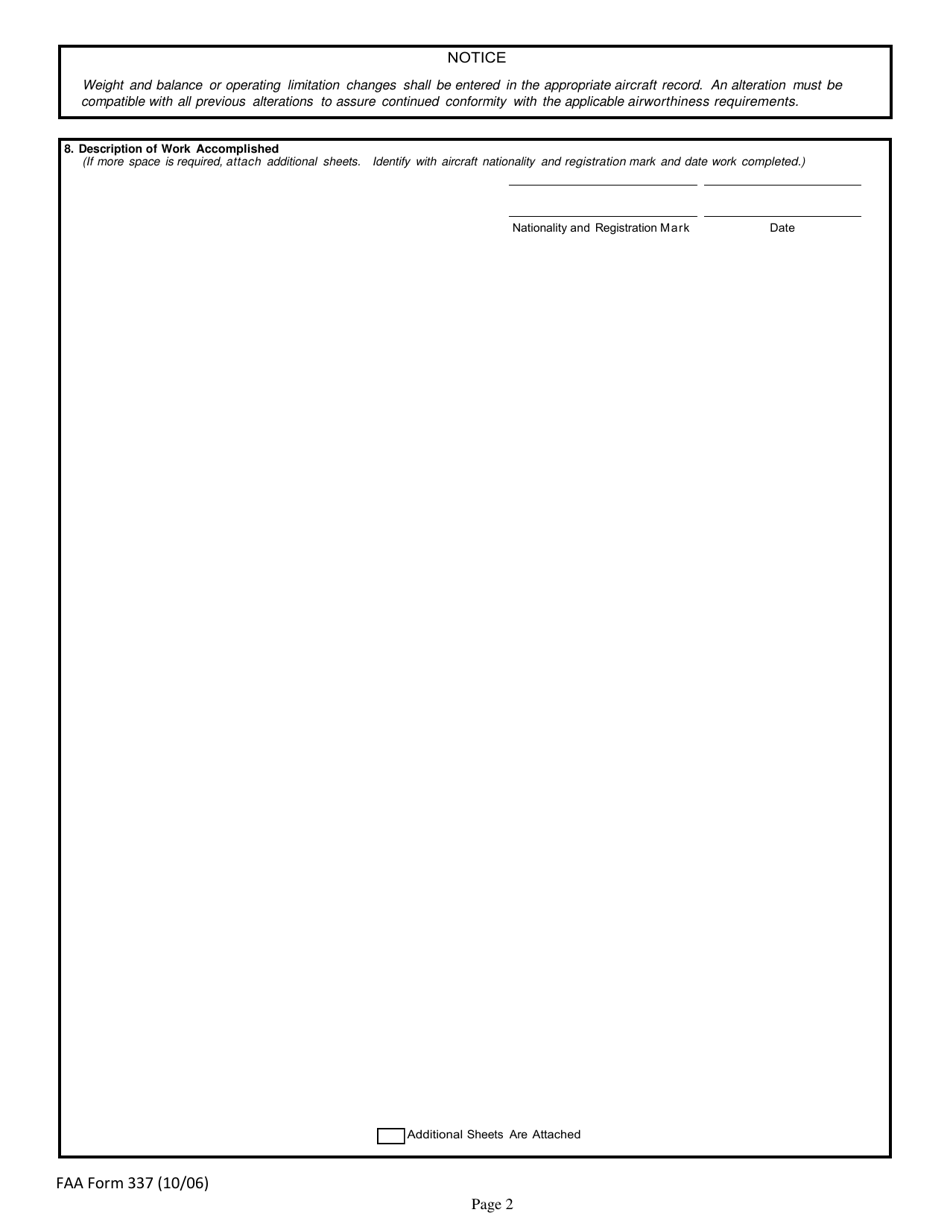 FAA Form 337 Download Fillable PDF or Fill Online Major Repair and ...