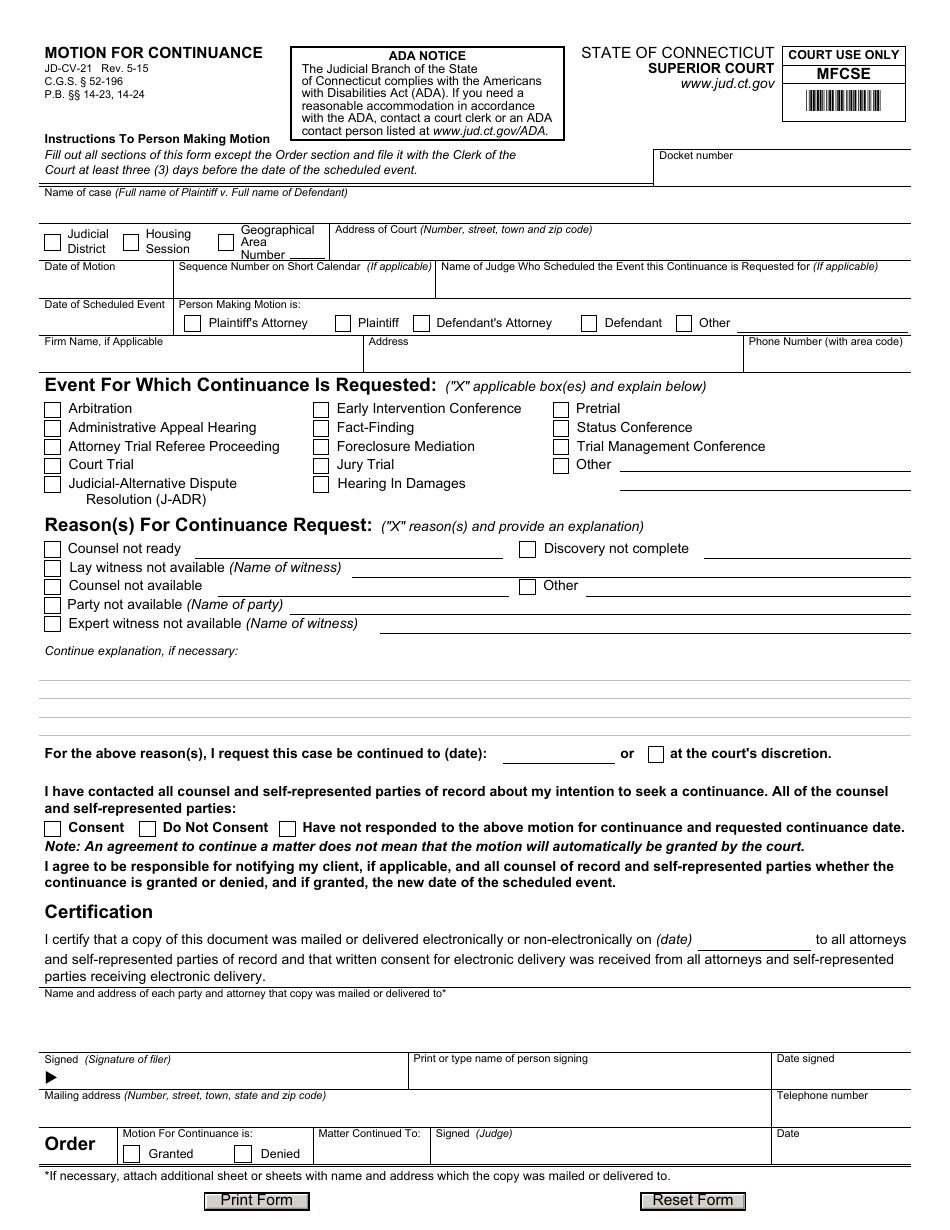 Form JD-CV-21 - Fill Out, Sign Online and Download Fillable PDF ...