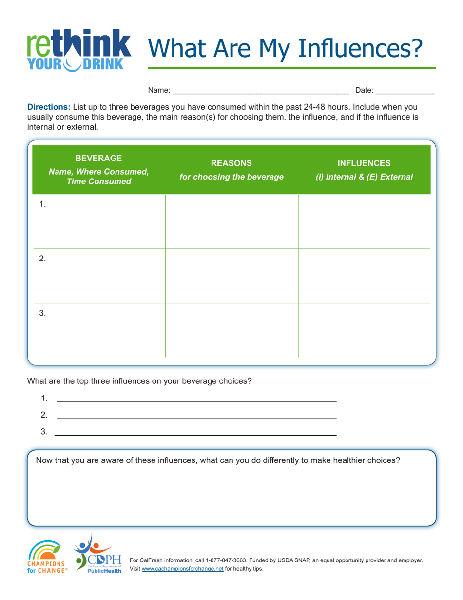 California What Are My Influences? - Fill Out, Sign Online and Download ...