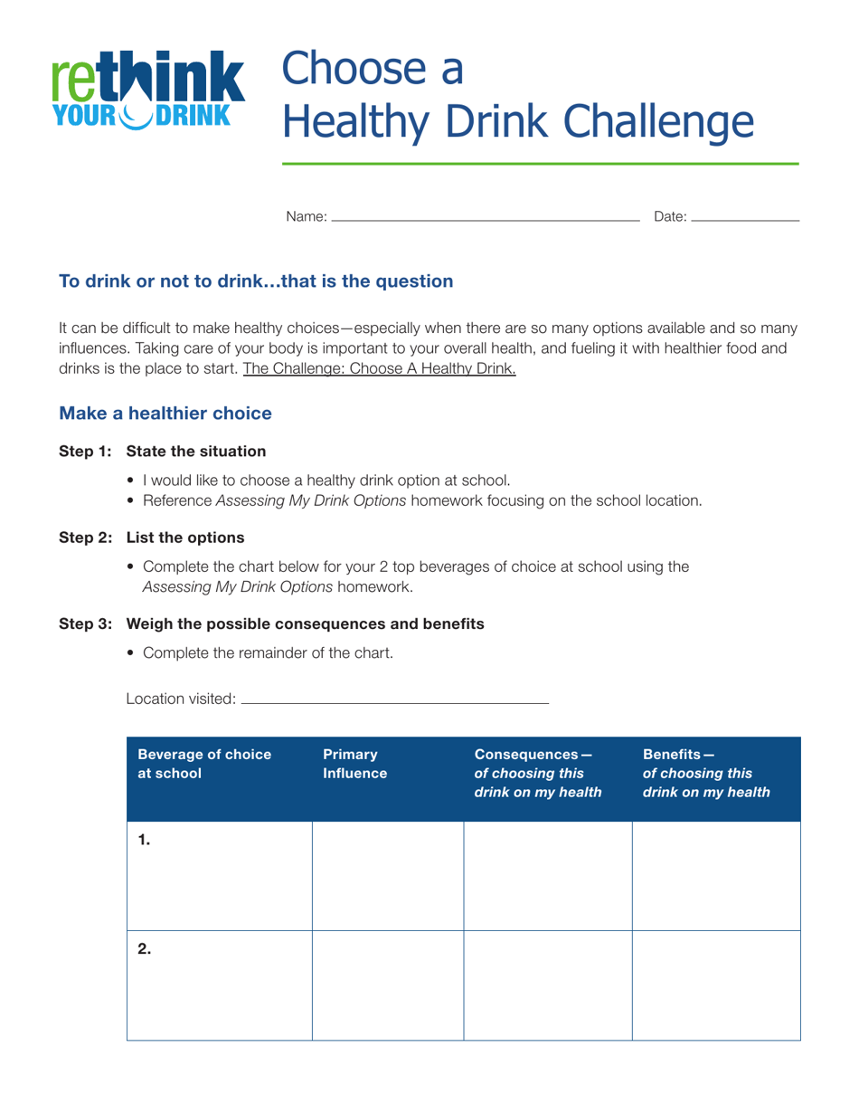 California Choose a Healthy Drink Challenge - Fill Out, Sign Online and ...