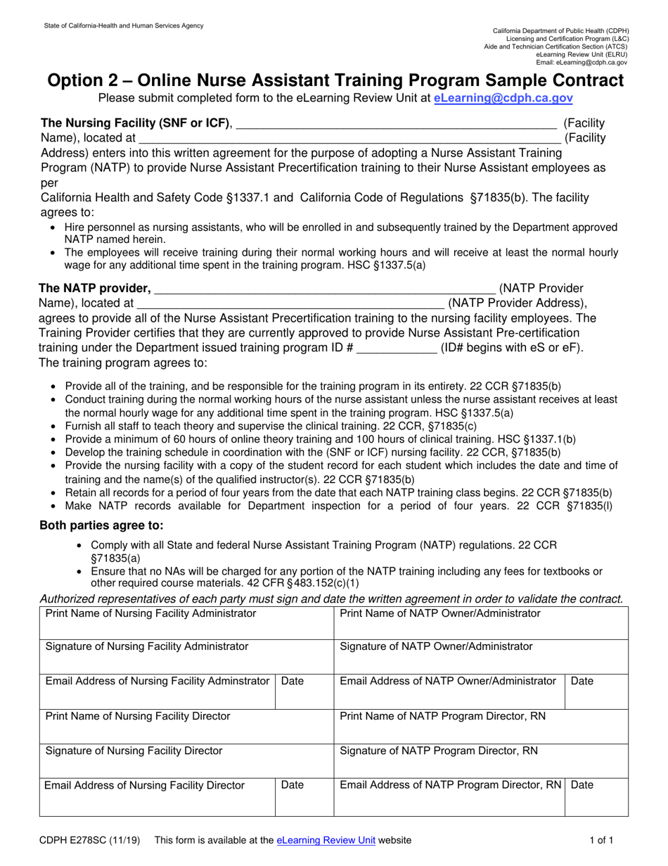 Form CDPH E278SC - Fill Out, Sign Online and Download Fillable PDF ...