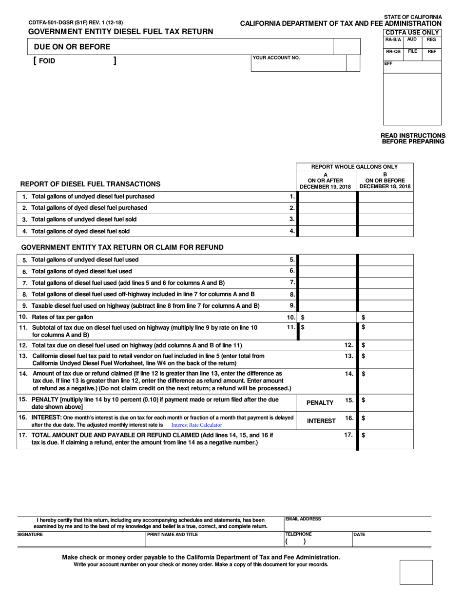 Form CDTFA-501-DGSR Download Fillable PDF or Fill Online Government ...