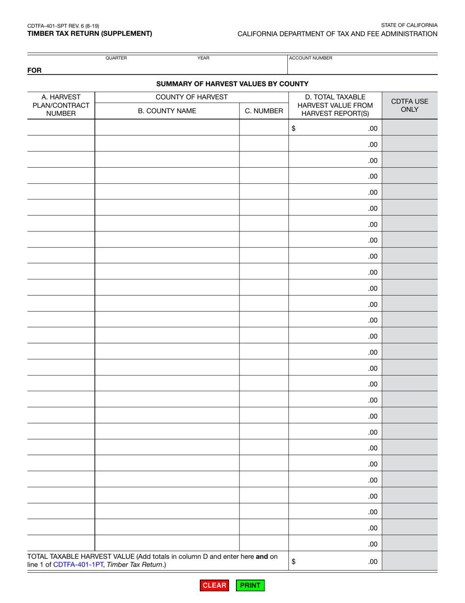 Form CDTFA-401-SPT Download Fillable PDF or Fill Online Timber Tax ...