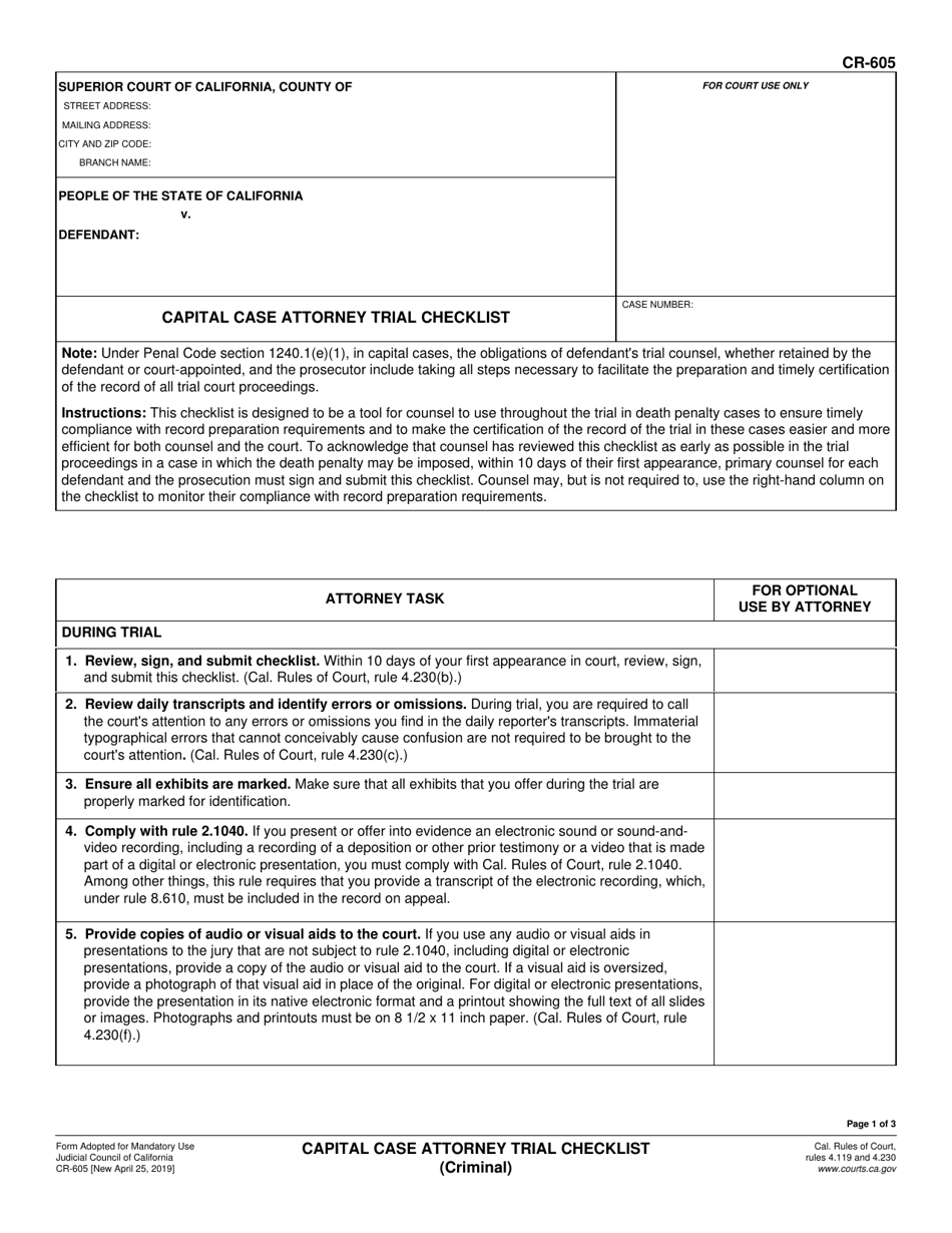 Form CR-605 - Fill Out, Sign Online and Download Fillable PDF ...