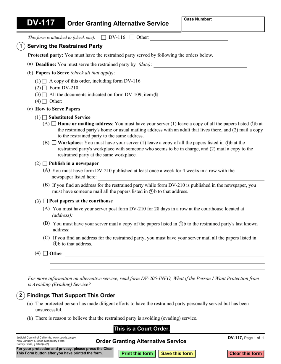 Form DV-117 - Fill Out, Sign Online and Download Fillable PDF ...