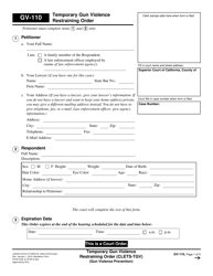 Form GV-110 Download Fillable PDF or Fill Online Temporary Gun Violence ...