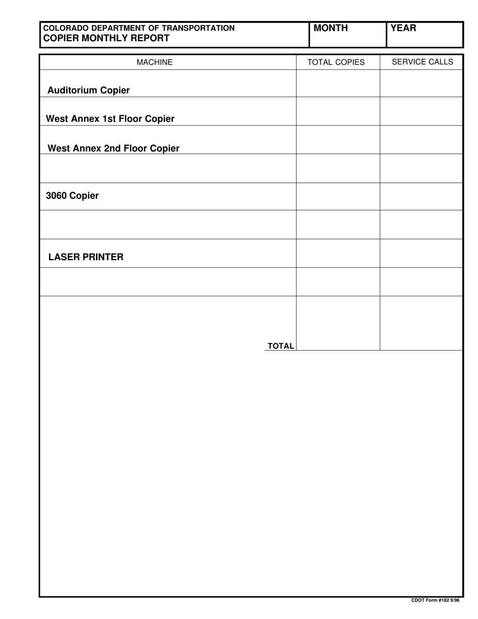 CDOT Form 182 - Fill Out, Sign Online and Download Printable PDF ...