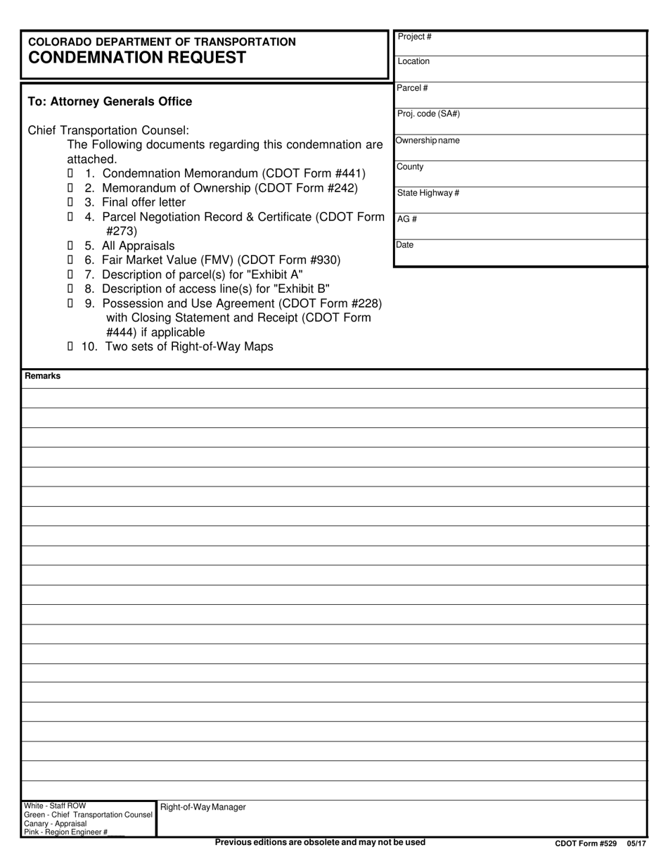 CDOT Form 529 - Fill Out, Sign Online and Download Fillable PDF ...