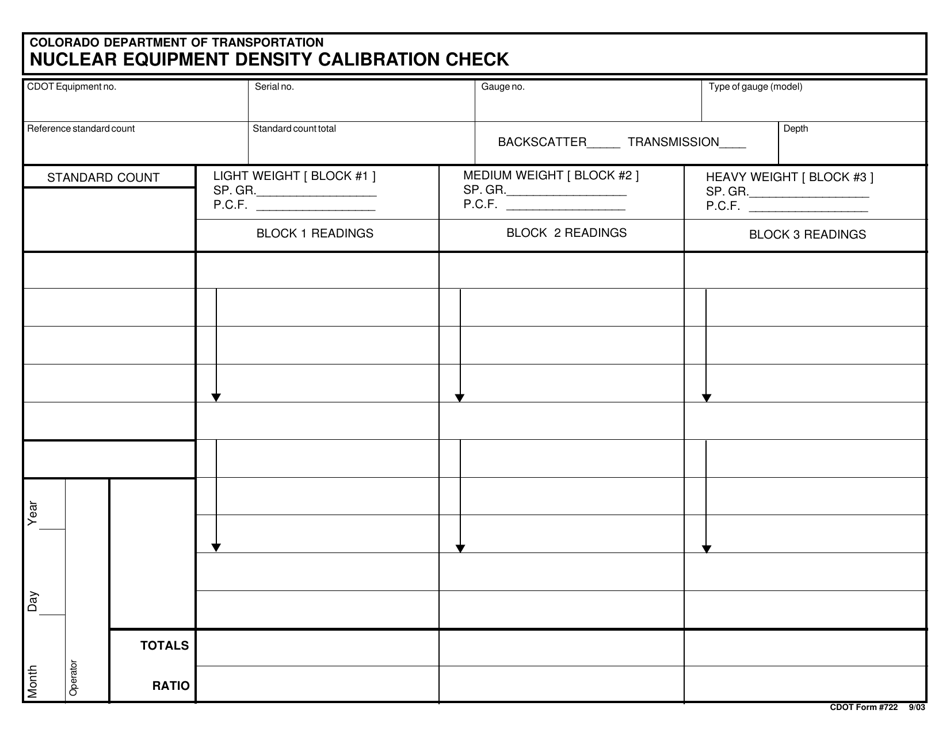 CDOT Form 722 - Fill Out, Sign Online and Download Fillable PDF ...