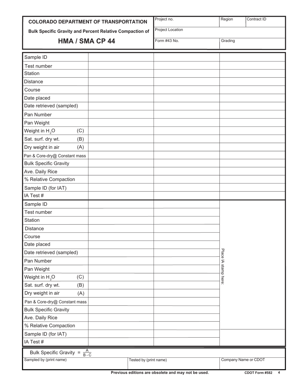 CDOT Form 582 - Fill Out, Sign Online and Download Fillable PDF ...