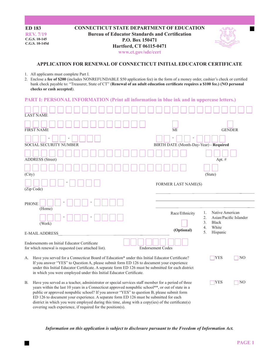 Form ED183 - Fill Out, Sign Online and Download Printable PDF ...