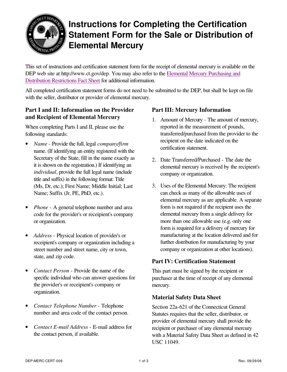 Form DEEP-MERC-CERT-006 - Fill Out, Sign Online and Download Printable ...