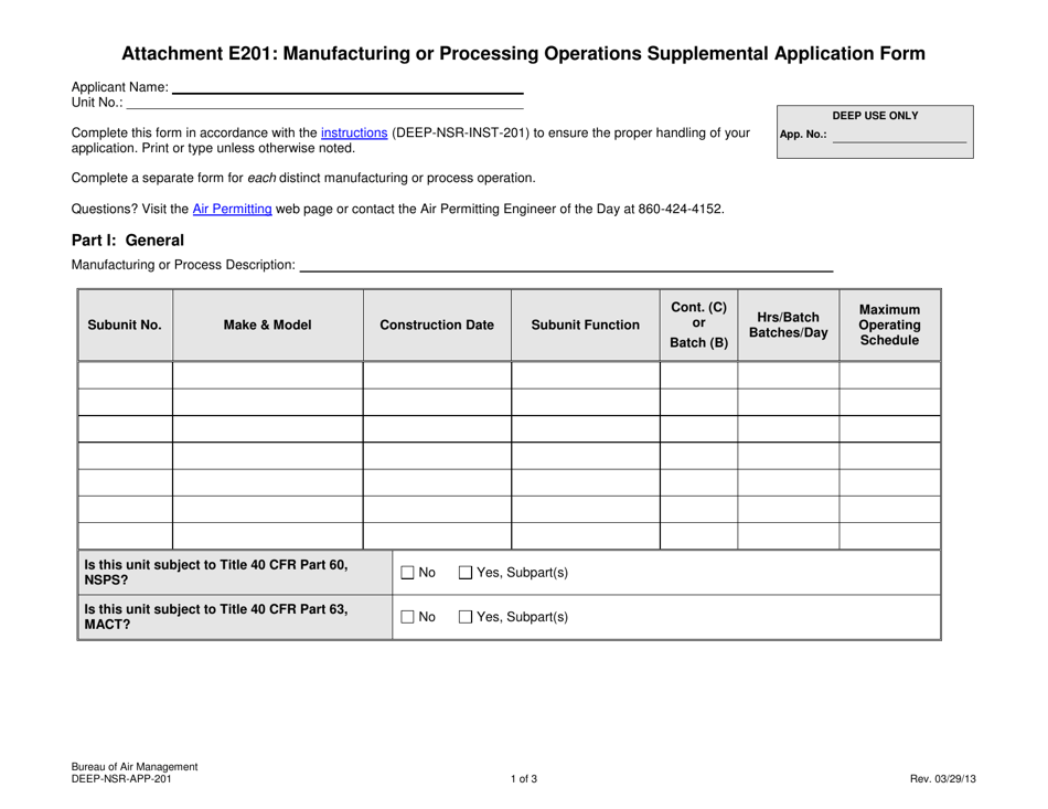 Connecticut Manufacturing or Processing Operations Supplemental ...
