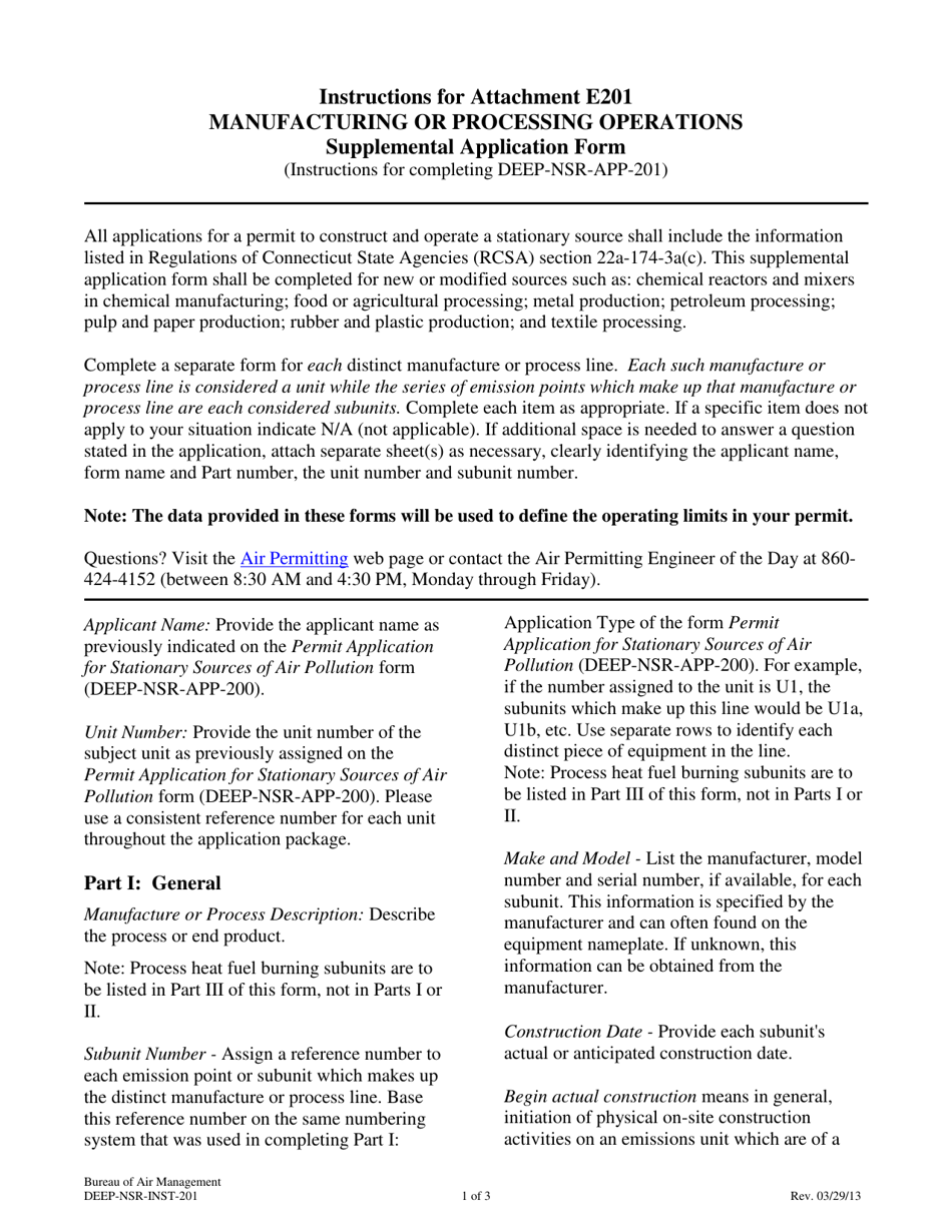Download Instructions for Form DEEP-NSR-APP-201 Attachment E201 ...
