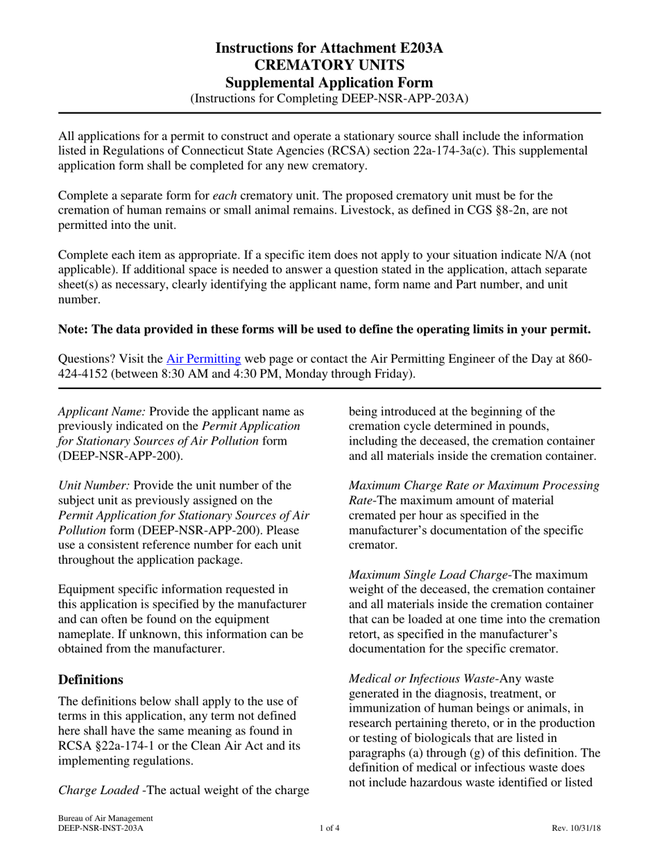 Download Instructions for Form DEEP-NSR-APP-203A Attachment E203A ...